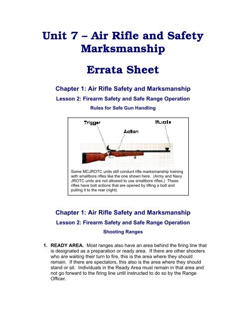 Unit 7 â Air Rifle and Safety Marksmanship Errata Sheet