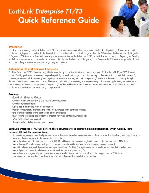 Enterprise T1/T3 Quick Reference Guide - EarthLink.biz