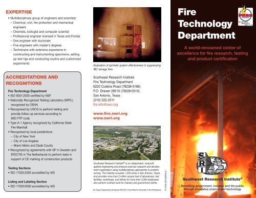 Fire Technology Department - Southwest Research Institute