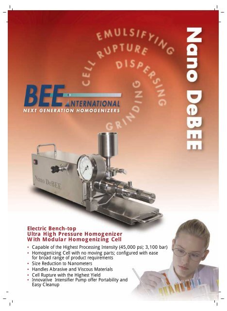 Nano DeBEE - High Pressure Homogenizing Systems