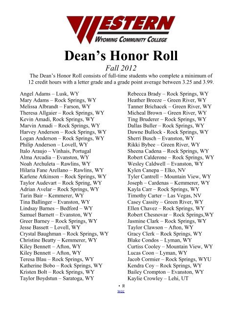 Deans Honor Roll
