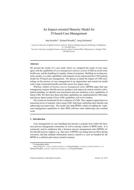 An Impact-oriented Maturity Model for IT-based Case Management