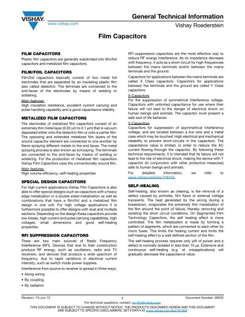 General Technical Information Film Capacitors - Vishay