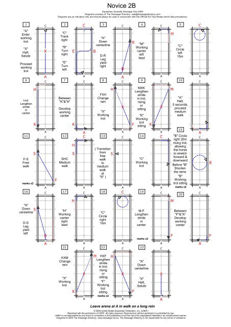 Novice 2B dressage test diagram and caller sheet - SCPA