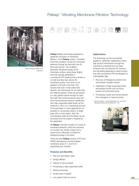 Pallsepâ ¢ Vibrating Membrane Filtration Technology