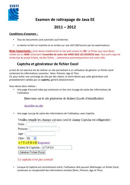 Examen de rattrapage de Java EE 2011 â 2012