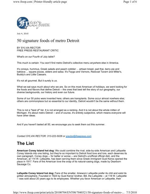 50 signature foods of metro Detroit The List - Detroit Memories