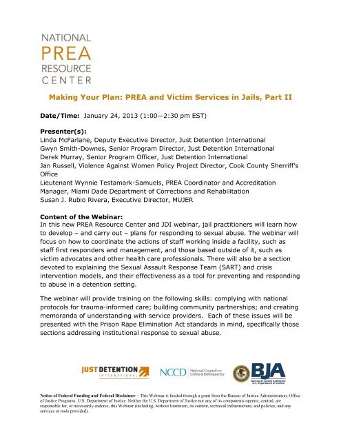 Community Corrections Prea Standards For