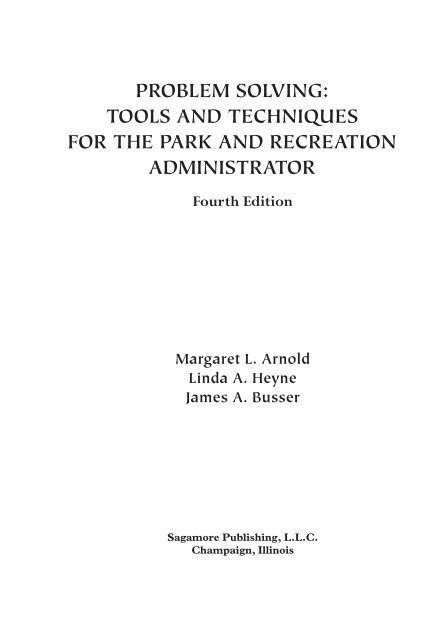 Problem Solving: Tools and Techniques - Sagamore Publishing