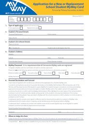 Student MyWay cards - Transport for Canberra