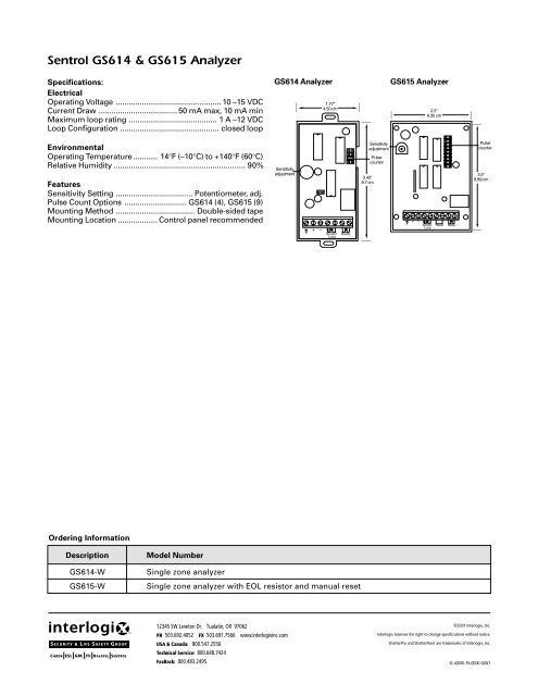 Sentrol GS614 & GS615 Ana