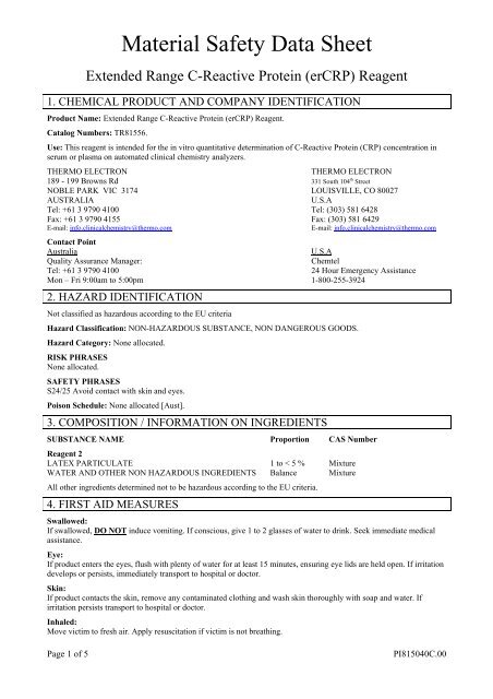 Material Safety Data Sheet - Thermo Scientific