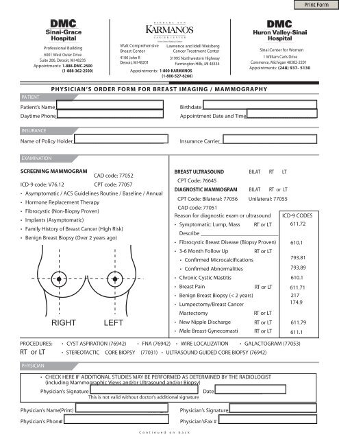 Mammography - Huron Valley-Sinai Hospital