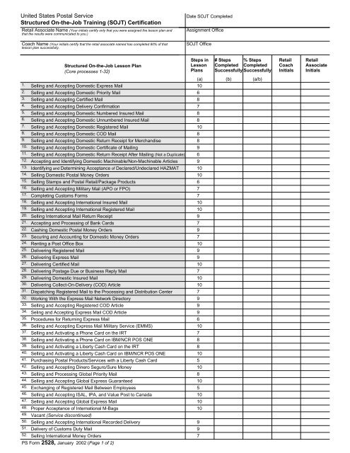 2528 - Structured On-the-Job Training (SOJT ... - NALC Branch 78