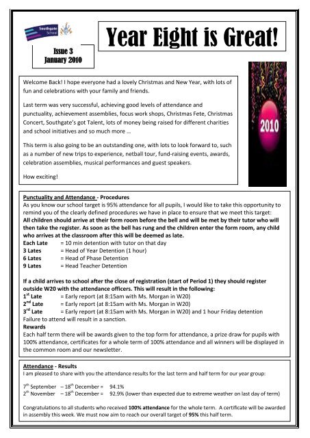Year Eight is Great! - Southgate School