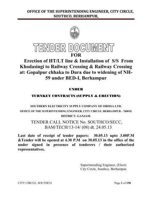 office of the superintending engineer, city circle, southco, berhampur