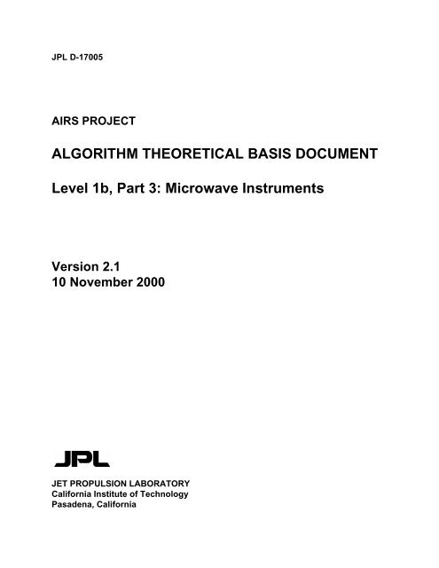 Aqua AMSU ATBD document - Microwave Science - NASA
