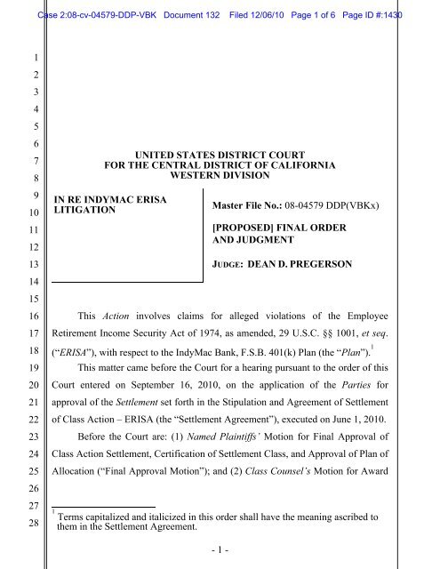 [Proposed] Final Order and Judgment - KellerSettlements.com
