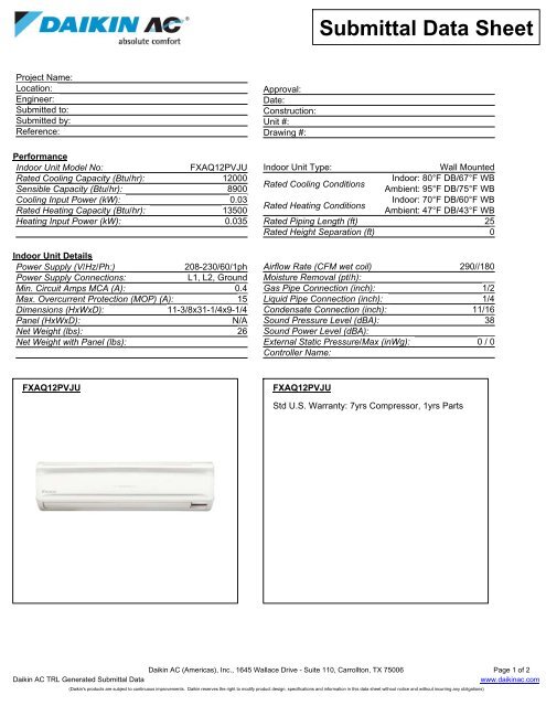 FXAQ12PVJU - Daikin AC