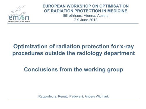 Optimization of radiation protection for x-ray procedures outside the ...