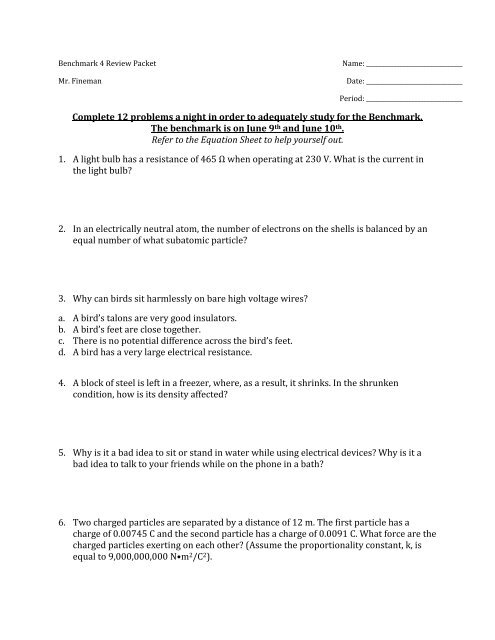 Benchmarking Worksheet