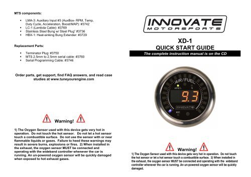 XD-16 Quick Start Guide - Innovate Motorsports