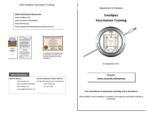 Smallpox Training Brochure - MILVAX