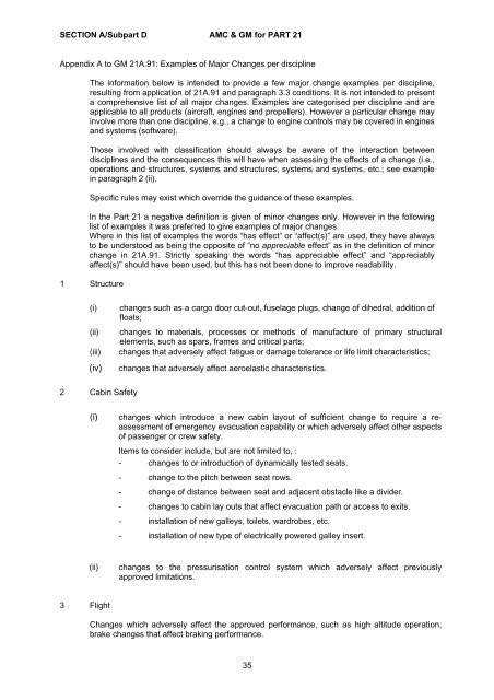 SECTION A/Subpart D AMC