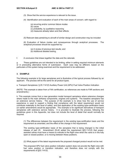 SECTION A/Subpart D AMC