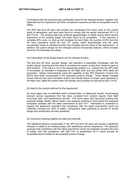 SECTION A/Subpart D AMC