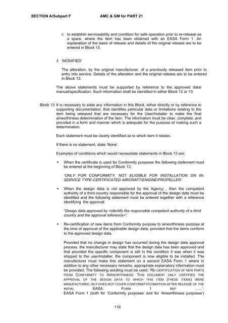 SECTION A/Subpart F AMC