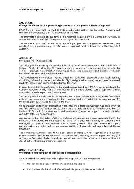 SECTION A/Subpart G AMC