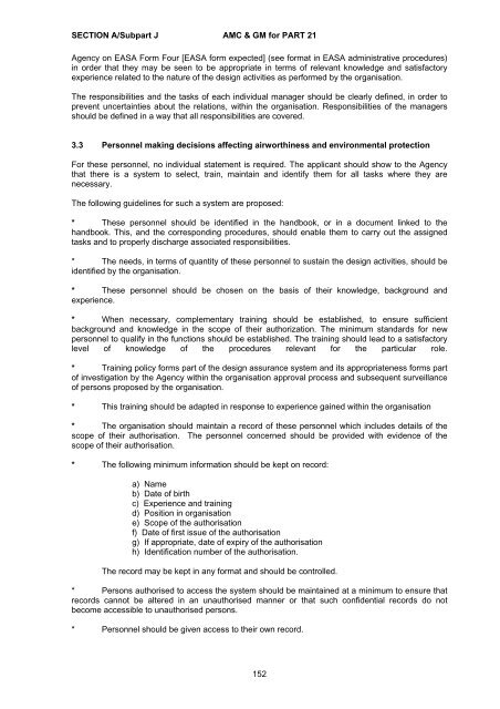 SECTION A/Subpart J AMC