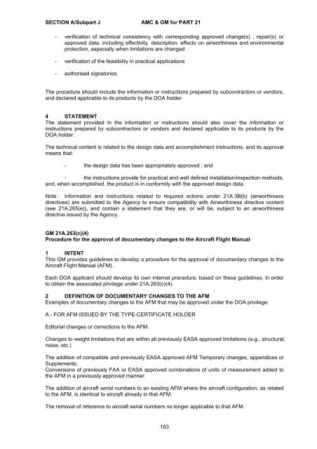 SECTION A/Subpart J AMC