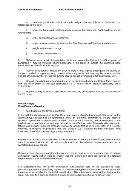 SECTION A/Subpart M AMC