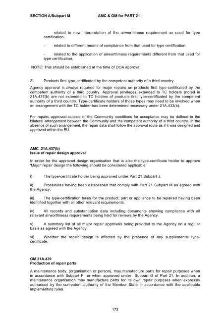 SECTION A/Subpart M AMC