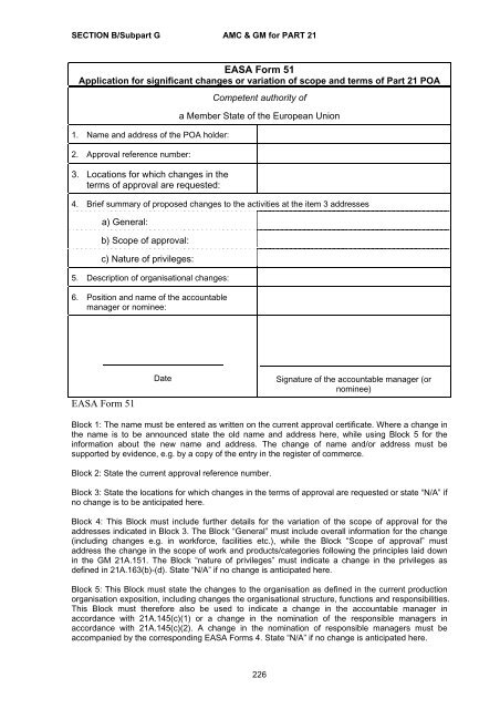 SECTION B/Subpart G AMC
