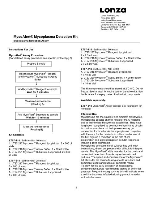 MycoAlertÂ® Mycoplasma Detection Kit - Biocenter