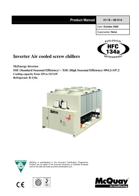 Inverter Air cooled screw chillers - McQuay
