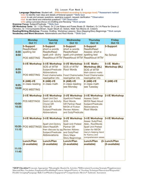 ESL Lesson Plan Week 8.pdf - eslriverside