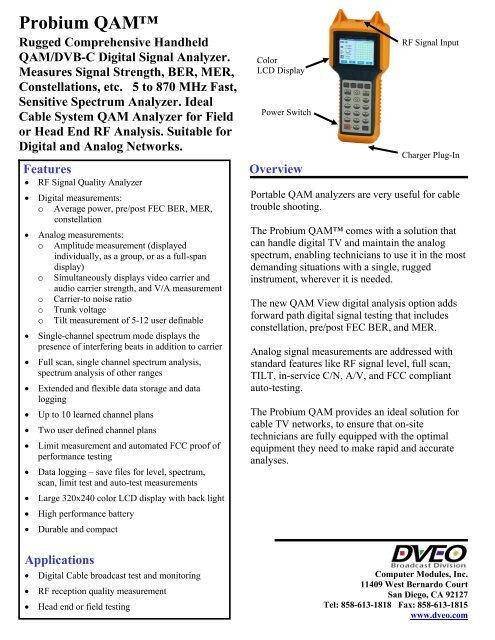 QAM/DVB-C Digital Signal Analyzer -- Probium QAM - Dveo.com
