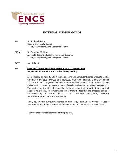 INTERNAL MEMORANDUM - Concordia University