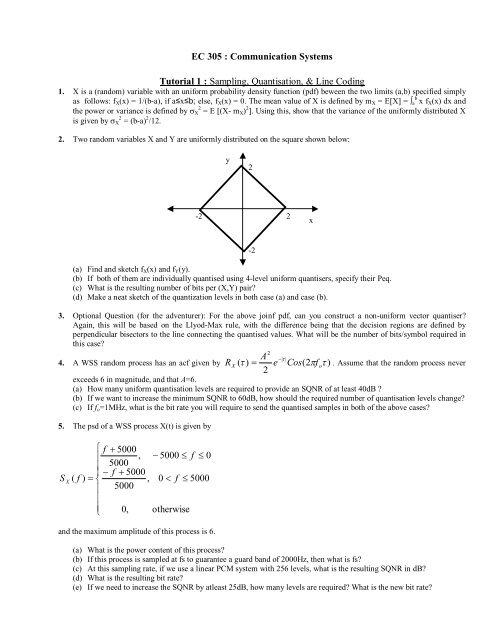 EC 305 : Communication Systems Tutorial 1 : Sampling ...