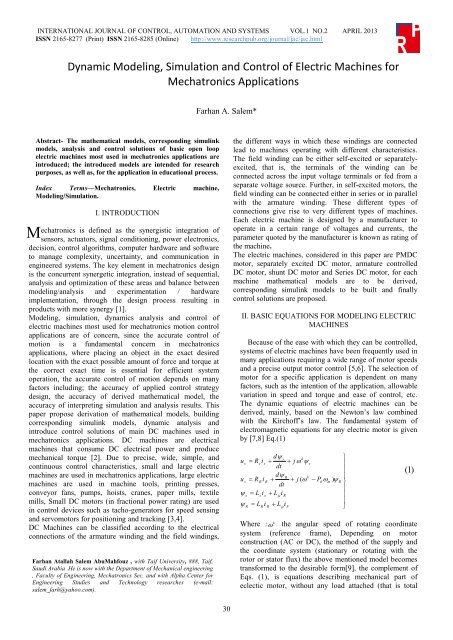Design, modeling and analysis of Motion Control System for Robot ...