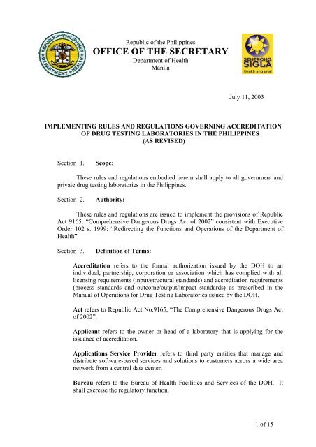 OFFICE OF THE SECRETARY - DOH