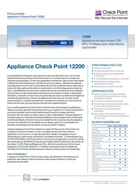 Gamme Appliance 12200 - Check Point France