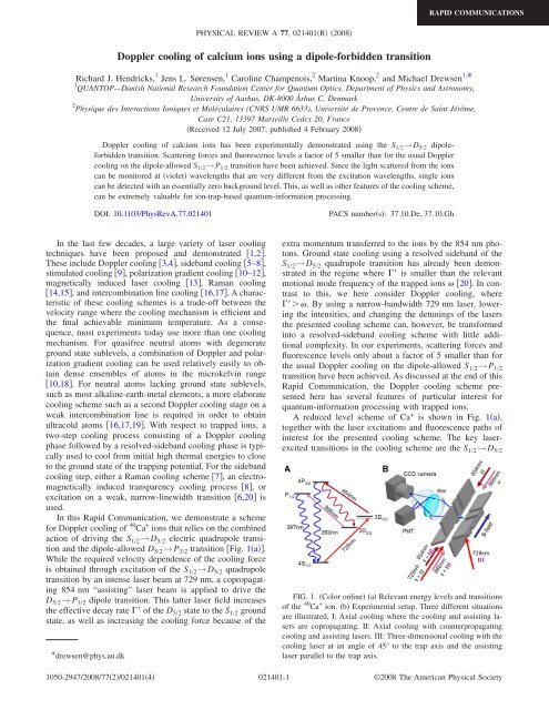 Doppler cooling of calcium ions using a dipole-forbidden transition