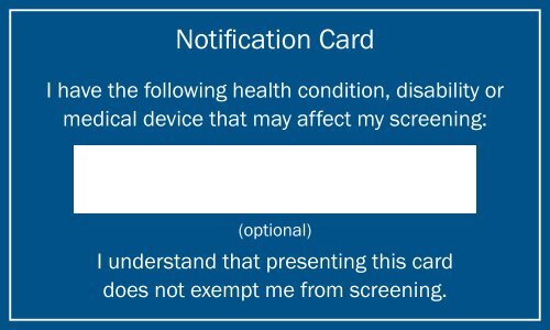 TSA's Notification Card
