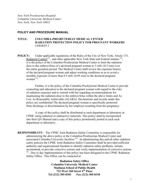 Policy and Procedure Manual / Declaration of Pregnancy Form