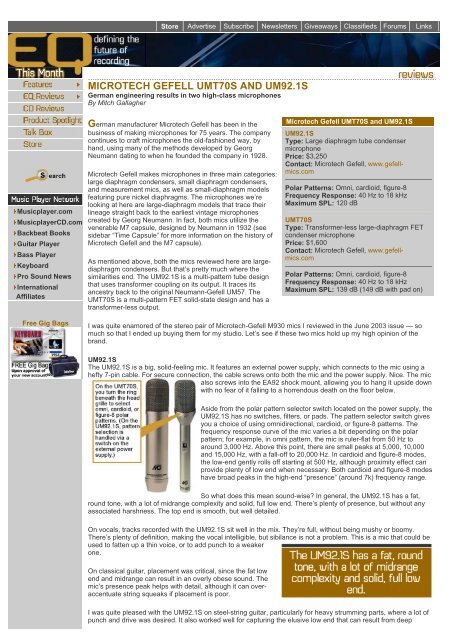 MICROTECH GEFELL UMT70S AND UM92.1S - Josephson